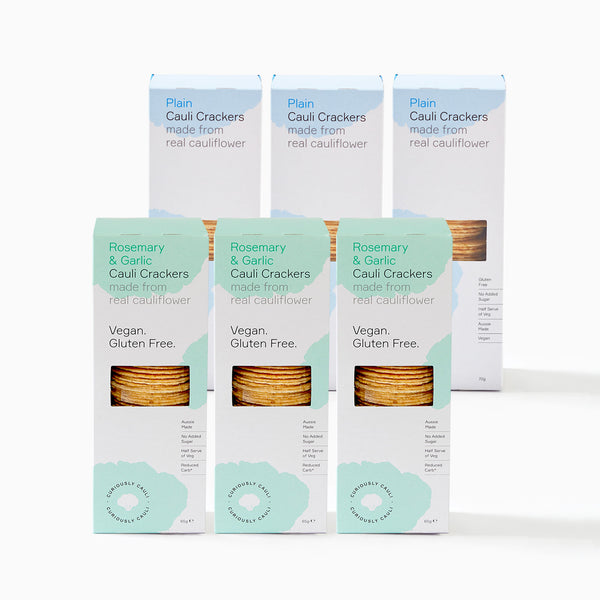 Cauli Cracker Pack 2 x Flavours | Rosemary & Garlic and Plain | Pack o ...